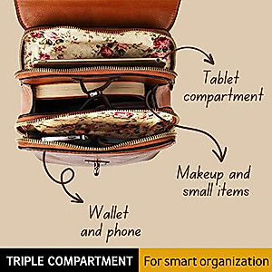 ROFOZZI Layla Small Backpack Purse for Women - 11-inch Tablet Backpack - Top Handle 3-Compartment Fashion Backpack - Water-Resistant Easy to Care Vegan Leather Bag Pack - Gift for Birthday, Christmas