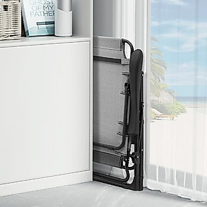 MoNiBloom Lounge Chair Adjustable Patio Chair Steel Frame Outdoor Furniture Recliner Folding Lounge Camping Chair with Headrest for Pool Side Yard Beach, 330lbs Capacity