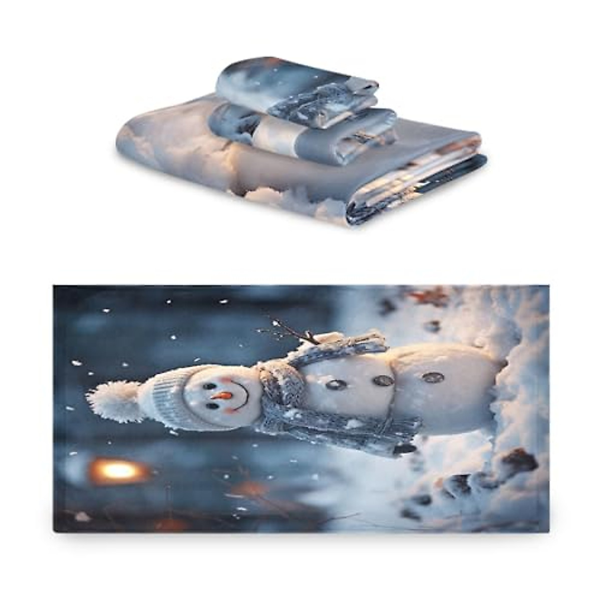 Flradish Snowman Towels 3 Pack Bath Towels for Bathroom Set Soft Cotton Highly Absorbent Lightweight & Quickdry Towel Set 1 Bath Towel,1 Hand Towel,1 Washclothe