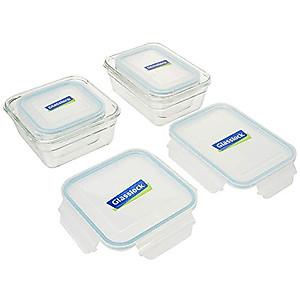 Glasslock 2 Rectangle and 2 Square Assorted Oven Safe Container Set, 4-Piece