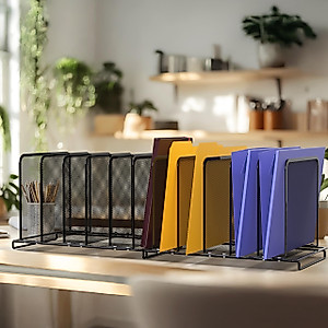 2 Pack - SimpleHouseware 5 Section Upright File Sorter Organizer, Black