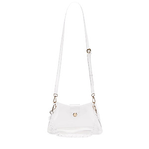 LAM GALLERY Women's PVC Clear Purse See Through Designs Chain Handbag for Working Sports Stadium Approved Clear Bag- Resin Chain