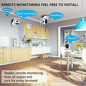 Bawofu IP Security Camera with 2 Way Audio 1080P Home Wireless Indoor, Support 2X Magnification & Free Motion Alerts Night Vision for Pet/Nanny Compatible SD Card up to 128G