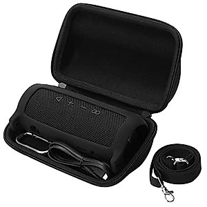 Khanka Hard Travel Case + Silicone Case Replacement for JBL Flip 6 Waterproof Portable Bluetooth Speaker (black)