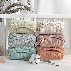 Lulumoon Muslin Mini Crib Sheets - Pack n Play Sheets Fitted for Baby - 24"x 38" Brown