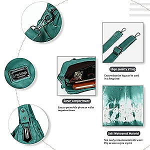 Angel Barcelo Hobo Bags for Women Soft PU Leather Shoulder Bags Fashion Hobo Bags Large Purses and Handbags Blue Green