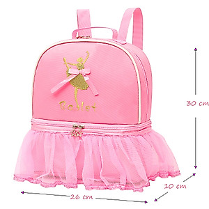 Dorlubel Cute Ballet Dance Backpack Tutu Dress Dance Bag with Key Chain Girls (Pink7 of tutu girl)