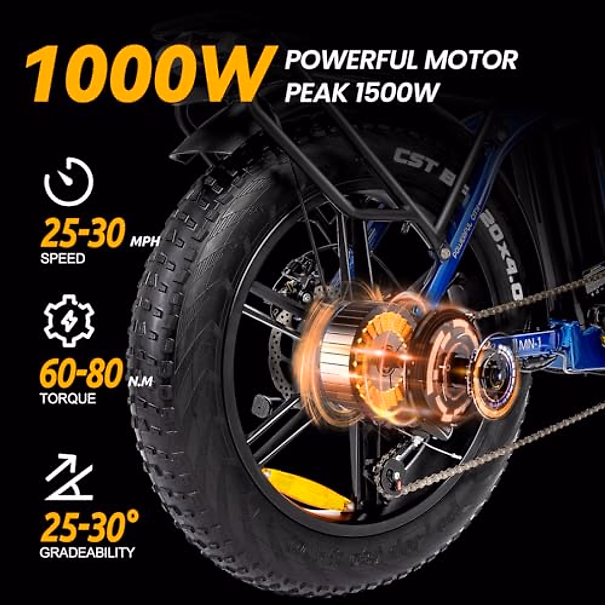 Folding Electric Bike for Adults, Up to 50 Miles 30 MPH, 48V 720Wh Removable Battery, 20" Fat Tire City Commuter Ebike, 1000W Motor, Step-Thru Foldable Electric Bicycle with Dual Shock Absorber