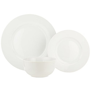 Amazon Basics 18-Piece Kitchen Dinnerware Set, Plates, Dishes, Bowls, Service for 6 - White