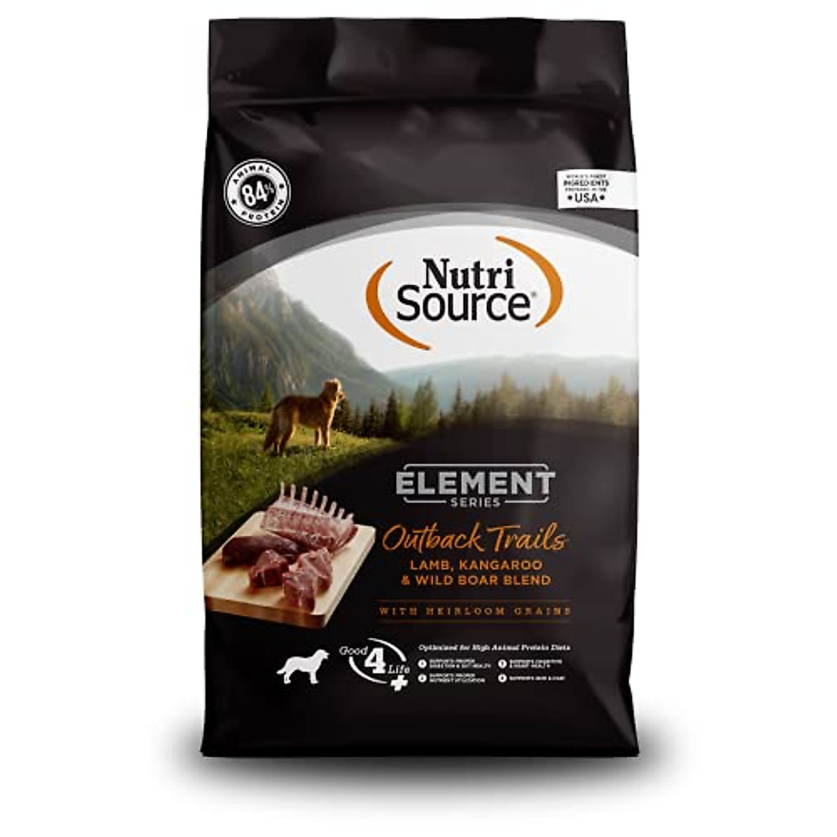 NutriSource Element Series Dry Dog Food, Lamb, Kangaroo and Wild Board, with Heirloom Grains, 12LB