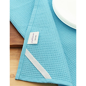 PurpleEssences Waffle Weave Solid Kitchen Towel, 100% Cotton - 15 x 25 Inches, Ultra Soft Absorbent Quick Drying Dish Cloth Towels Dish Rags for Kitchen, 6 - Pack - Forest Green