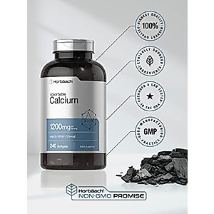 Calcium 1200 mg with Vitamin D3 | 240 Softgels 5000 IU Absorbable Supplement Non-GMO, Gluten Free by Horbaach