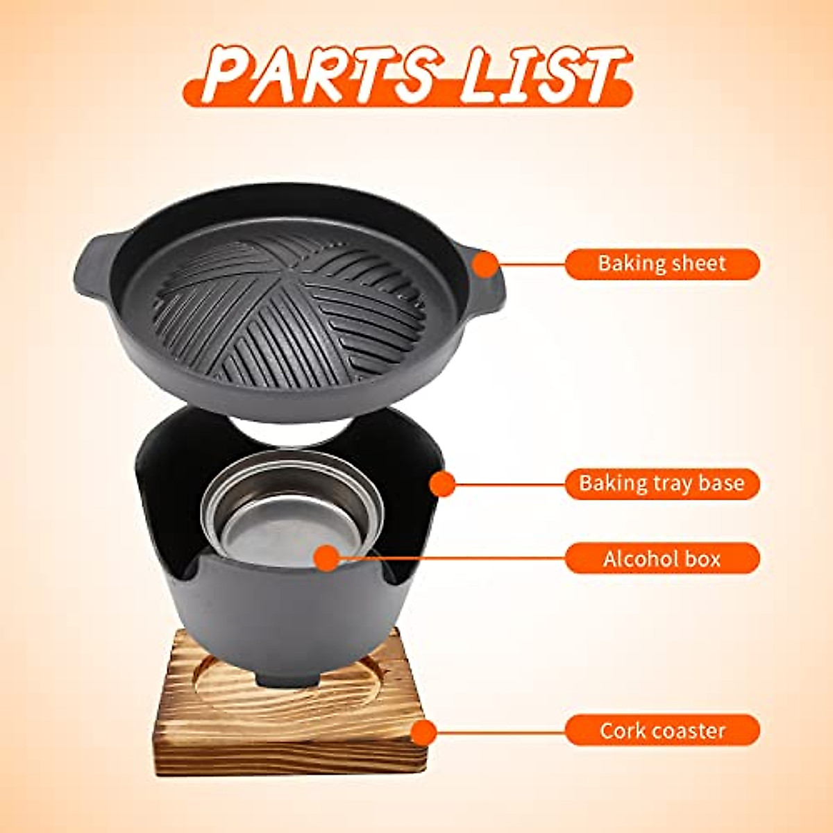 Saihisday 7" Single Person Grill Japanese Mini Hibachi Grill, Mini Tabletop Portable Grill, Korean BBQ Charcoal Grill, Heavy Duty Cast Aluminum Grill Platter