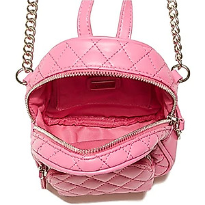 GUESS Factory Women's Evan Pink Quilted Mini Backpack Style Crossbody Handbag Purse