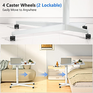 FURNINXS Mobile Standing Desk Height Adjustable Pneumatic Rolling Sit Stand Desk Small Laptop Desk Cart Riser Mobile Podium for Home Office & School
