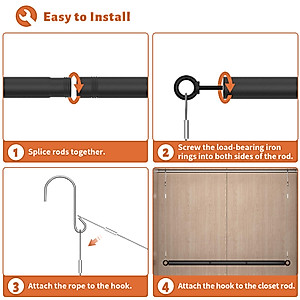 Qufiona Closet Hanging Rod 30 Inches - 1 1/4Inch Diameter Heavy Duty Closet Extender Hanging Rod - Space Saving Hanging Closet Rod for Clothes, Dorm Closet, Nursery Closet...