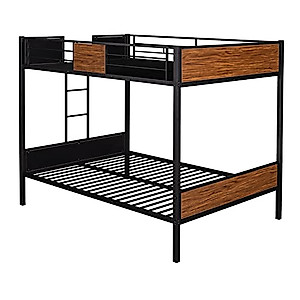Full Over Full Bunk Bed, Metal Bunk Bed Frame, Sturdy Steel Bed Frame, Modern Style Bunk Beds for Kids, Toddlers, Teens, Adults, Bedroom, Dorm, Black
