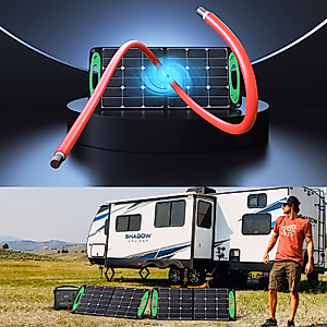 Bateria Power Solar Panel Cable 100FT Red and Black, 2Pack Solar Extension Cable, 10AWG (6mm²) Tinned Copper Wire for Outdoor Automotive RV Boat Marine Solar Panel- Black