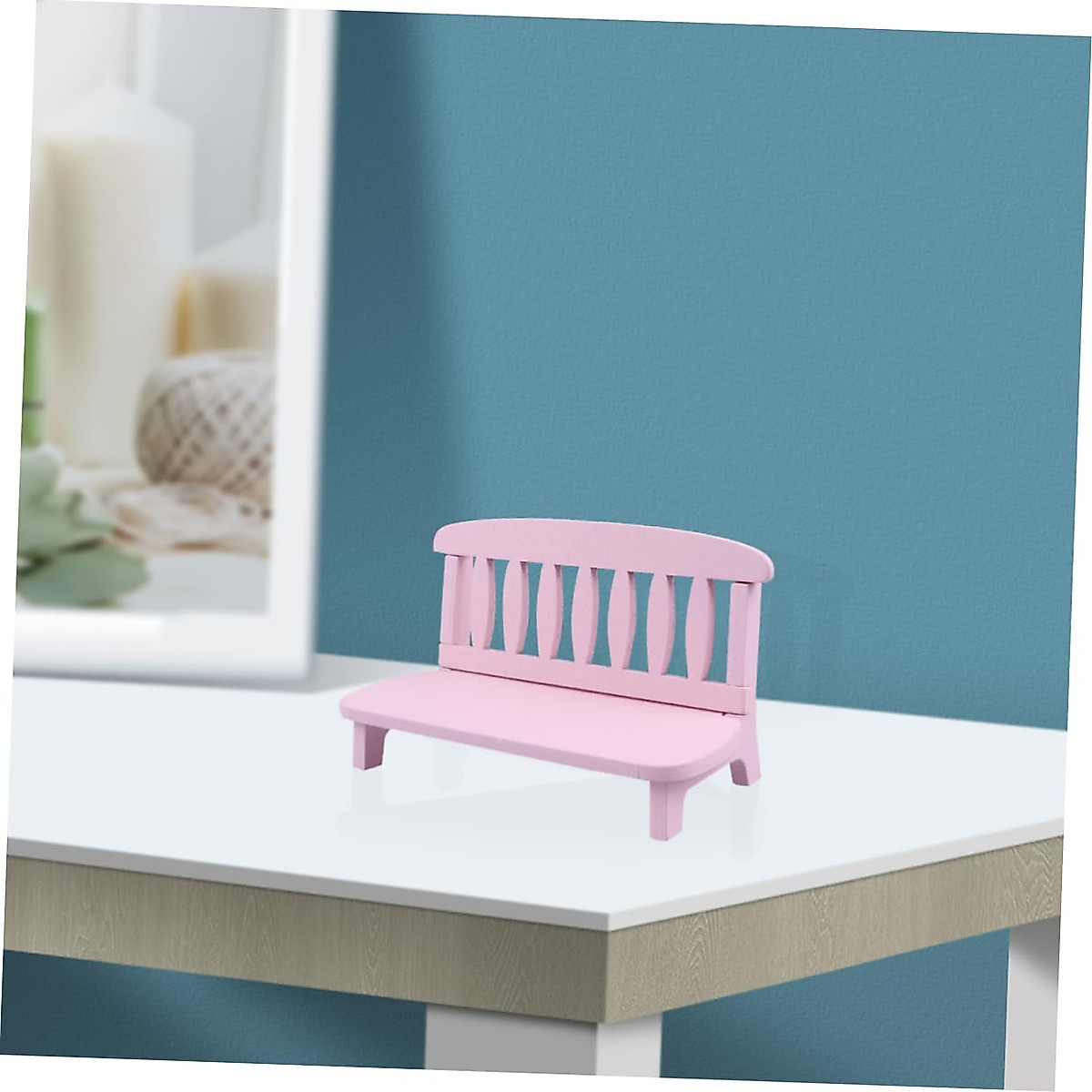 VOSAREA Unique Mini Wooden Settee Model Excellent Craftsmanship for Home Office Decor