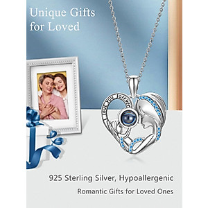 Dorunmo Personalized Photo Projection Pendant Necklace Mother Projection Picture Necklace jewelry Romantic Gifts for Women Birthday Anniversary Mother's Day Gift