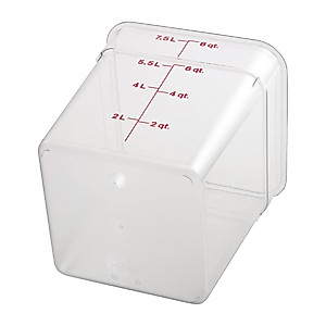 Cambro 8SFSCW CamSquare Food Container 8 qt. 8-3/8x8-3/8x9-1/8 clear, 6ct,Orange/pink