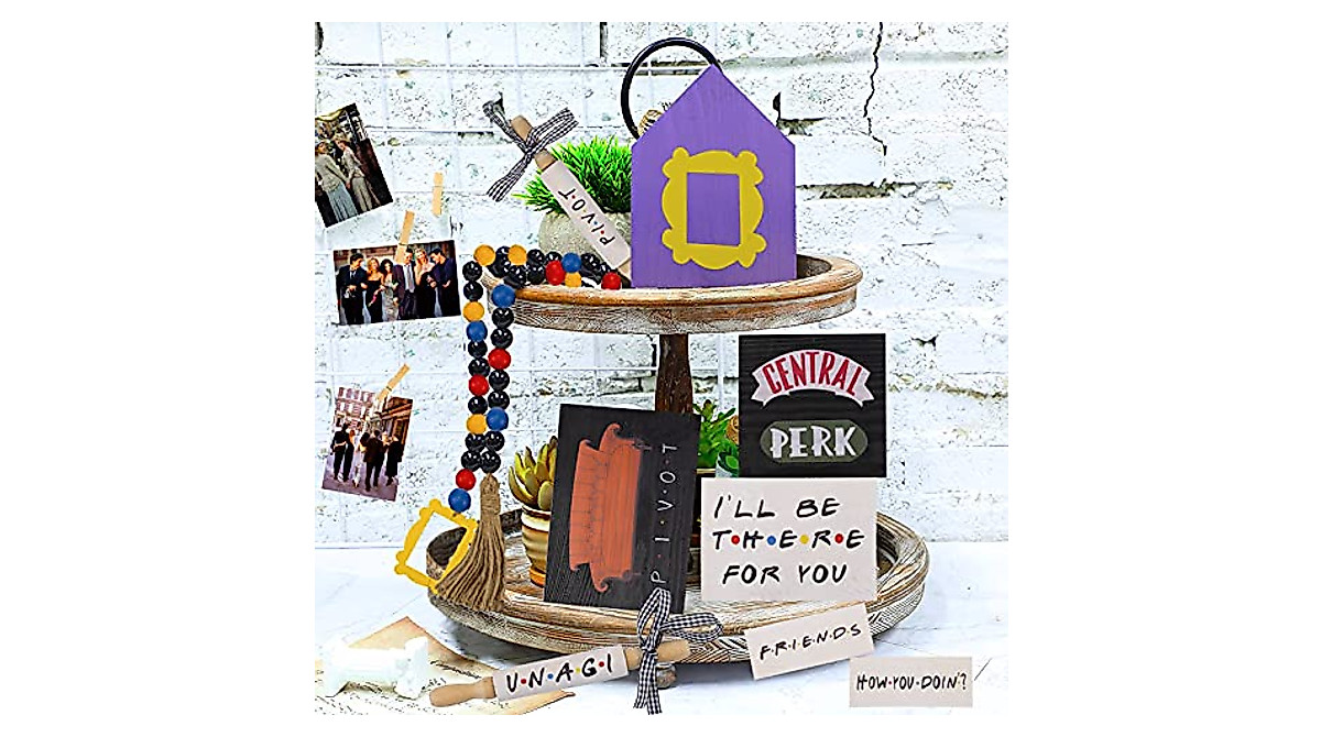 Friends TV Show Decor Set - 9-Piece Rustic Tiered Tray Decor