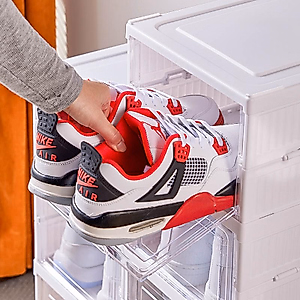 HMA Pro 6-Tier Foldable Plastic Shoe Organizer, Max Shoe Size 13, Transparent, Contemporary Style, Easy Setup, Bedroom