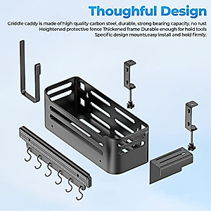 AUXCO Griddle Caddy for Blackstone Griddle，Griddle Accessories Space Saving for 28"/36"Blackstone,BBQ Accessories Storage Box with Magnetic Tool Holder ,Paper Towel Holder, knife Holder ,6 Hooks