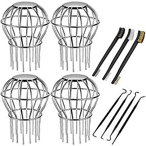 11Pcs Gutter Guard Downspout Leaf Filter Set, Aulufft 3 Inch 304 Stainless Steel Seeds Debris Down Pipe Gutter Balloon Guard Filter Strainer Gutter Protector Cleaner
