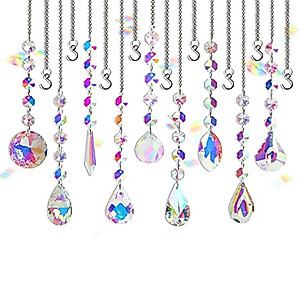 Veramz Colorful Crystal Suncatcher - 9PCS Hanging Crystals Sun Catchers with Chain for Windows Suncatcher Prism Ball Pendant Rainbow Maker for Home Garden Decor Women