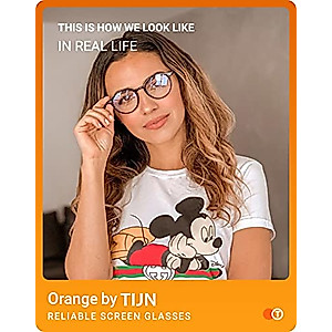 TIJN Blue Light Blocking Glasses Men Women Vintage Thick Round Rim Frame Eyeglasses(Whiskey Tortoise)