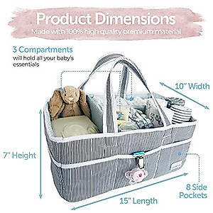 Lily Miles Baby Diaper Caddy - Large Organizer Tote Bag for Infant Boy or Girl - Baby Shower Basket - Nursery Must Haves - Registry Favorites - Collapsible Newborn Caddie Car Travel