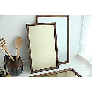 Vernox Large Serving Tray with Stainless Steel for Food, Rectangular Tray Platter with Walnut Wood Frame for Coffee Table, Kitchen, Party - Silver Color (Large)