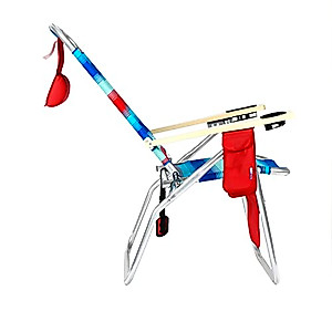 Deluxe XL Wide Tall Plus Size Aluminum Folding Big Heavy Duty 17 inches High Seat Beach Chair for Adults, 300 lb Load