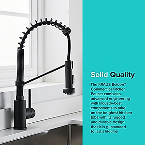 Kraus KPF-1610MB Bolden 18-Inch Commercial Kitchen Faucet with Dual Function Pull-Down Sprayhead in all-Brite Finish, 18 inch, Matte Black