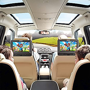 10'' Car DVD Player Dual Screen DESOBRY Portable DVD Players for Car with HD Transmission 5-Hour Rechargeable Battery Headrest DVD Player Suport USB TF Card All Region Free Last Memory Function