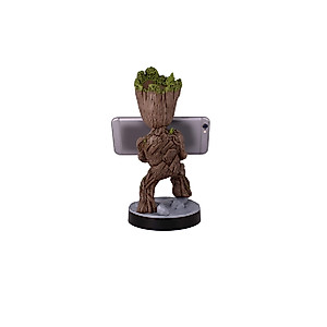 Exquisite Gaming: Guardians of The Galaxy: Toddler Groot - Original Mobile Phone & Gaming Controller Holder, Device Stand, Cable Guys, Marvel Licensed Figure, Black