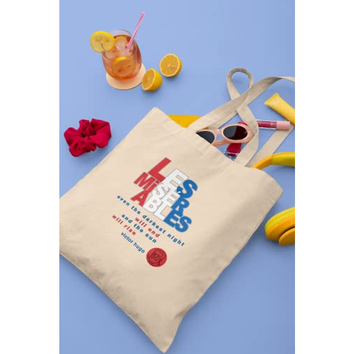 Les Miserables Victor Hugo Book Cover Art Black 15x15 inches Large Canvas Tote Bag Women