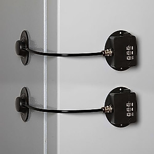 Refrigerator Lock Combination Fridge Lock Freezer Child Safety Lock Door Lock with Strong Adhesive (2, Black)