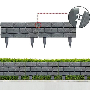 Hidyliu Set of 4 paving stones, garden palisade flower bed edging, paved stone effect, lawn edging granite, plant decoration, 45 cm x 29.5 cm (L x H), for lawn or patio (grey)