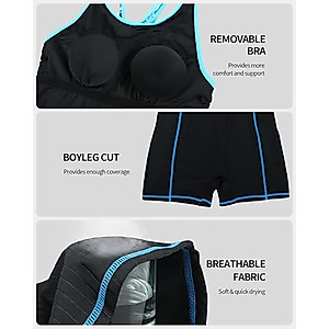 beautyin Women's One Piece Swimsuits Athletic Boyleg Bathing Suits Sports Swimwear Black/Blue