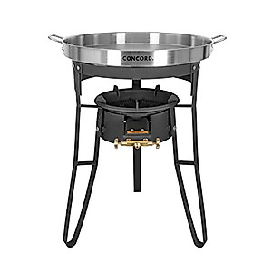 Concord 30" Powder Coated Steel Comal Stand with Stainless Steel Comal and Roadster Single Propane Burner. Great for Discada, Tacos, Street Vendor, Etc.…