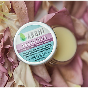 Aromi Delicious Solid Perfume | Honeysuckle, Tuberose, and Gardenia Fragrance, Vegan, Cruelty-free, Wax Scent, Travel, Women's Gift, Handmade (Delicious)