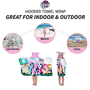 My Little Pony Bath/Pool/Beach Soft Cotton Terry Hooded Towel Wrap, 24 in x 50 in, By Franco Kids