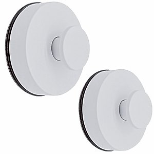 YuGtcen Suction Cup Hooks for Shower, 2pcs Vacuum Shower Hooks for Inside Shower Waterproof Removable Suction Hooks for Bathroom Wall Glass Tile Kitchen Mirror, to Hang Towel Loofah Bathrobe (White)