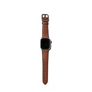 SONAMU New York | Epsom/Barenia/Goat Leather Band with Square Buckle (Epsom Leather - Caramel Brown, 40/38mm)