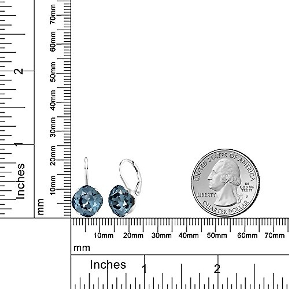 Gem Stone King 925 Sterling Silver Blue Crystals Earrings For Women (19.00 Cttw, Cushion 10MM)