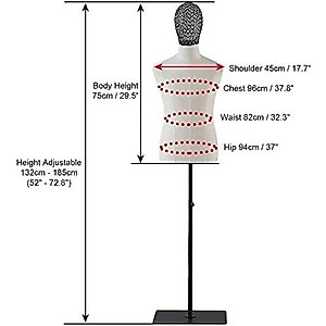 Tailors Dummy Mannequins Female Dress Form Mannequin Torso Male Mannequin Torso, Metal Stand and Hollow Head, Men's Clothing Display Dress Form for Bedroom/Photographic Studio Dressform Mannequin