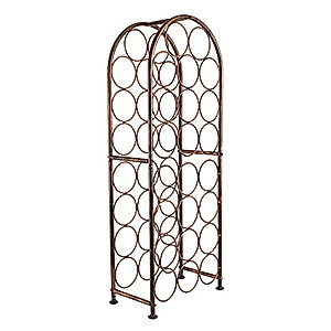 PAG 23 Bottles Arched Freestanding Floor Metal Wine Rack Wine Bottle Holders Stands, Antique Brown