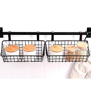 LeleCAT Basket with hook Grid Storage Basket, Hang it behind a door or on a railing, Over the Cabinet Door, Small, BLack,1 Pack